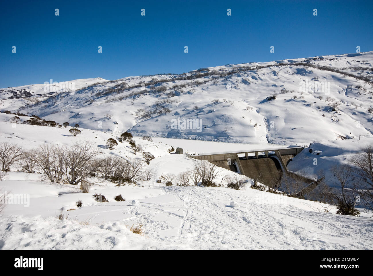 Guthega Dam, part of Australia's Snowy Mountains Hydro-electric scheme ...