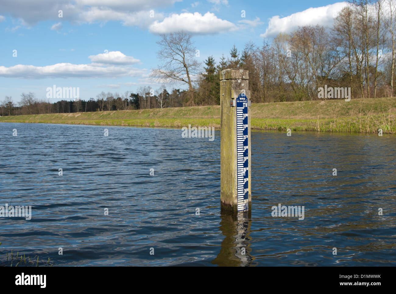 ruler indicating the height of the water above sea level (NAP) in the ...