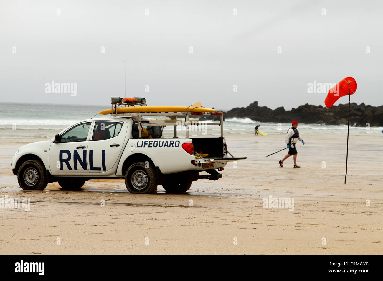 RNLI 4x4 truck on the beach at St Ives, in Cornwall, 17th August 2012 ...