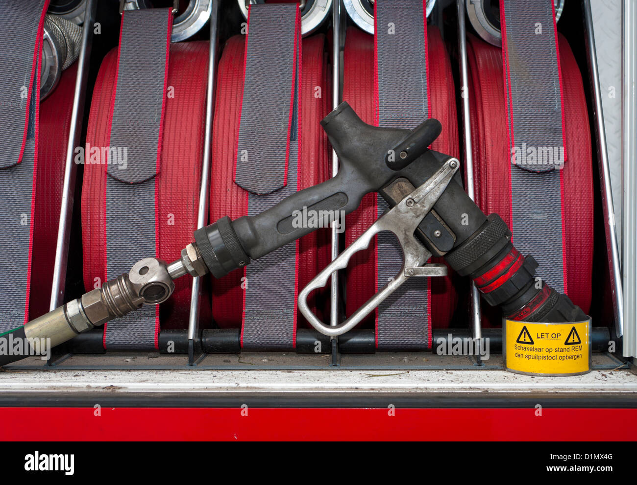 water spray gun on a fire truck Stock Photo - Alamy