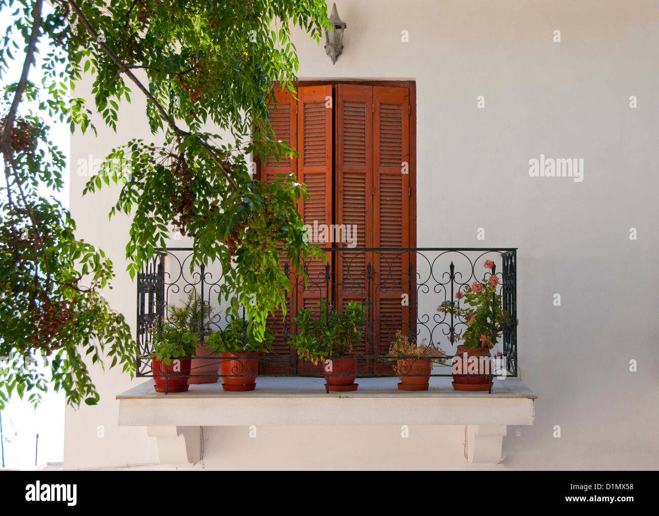 A Balcony in Greece Stock Photo - Alamy