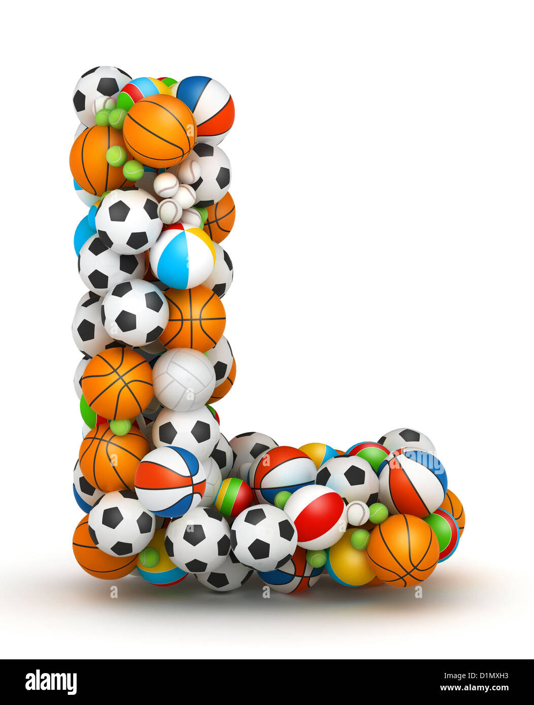 Letter L, stacked from gaming balls alphabet Stock Photo - Alamy