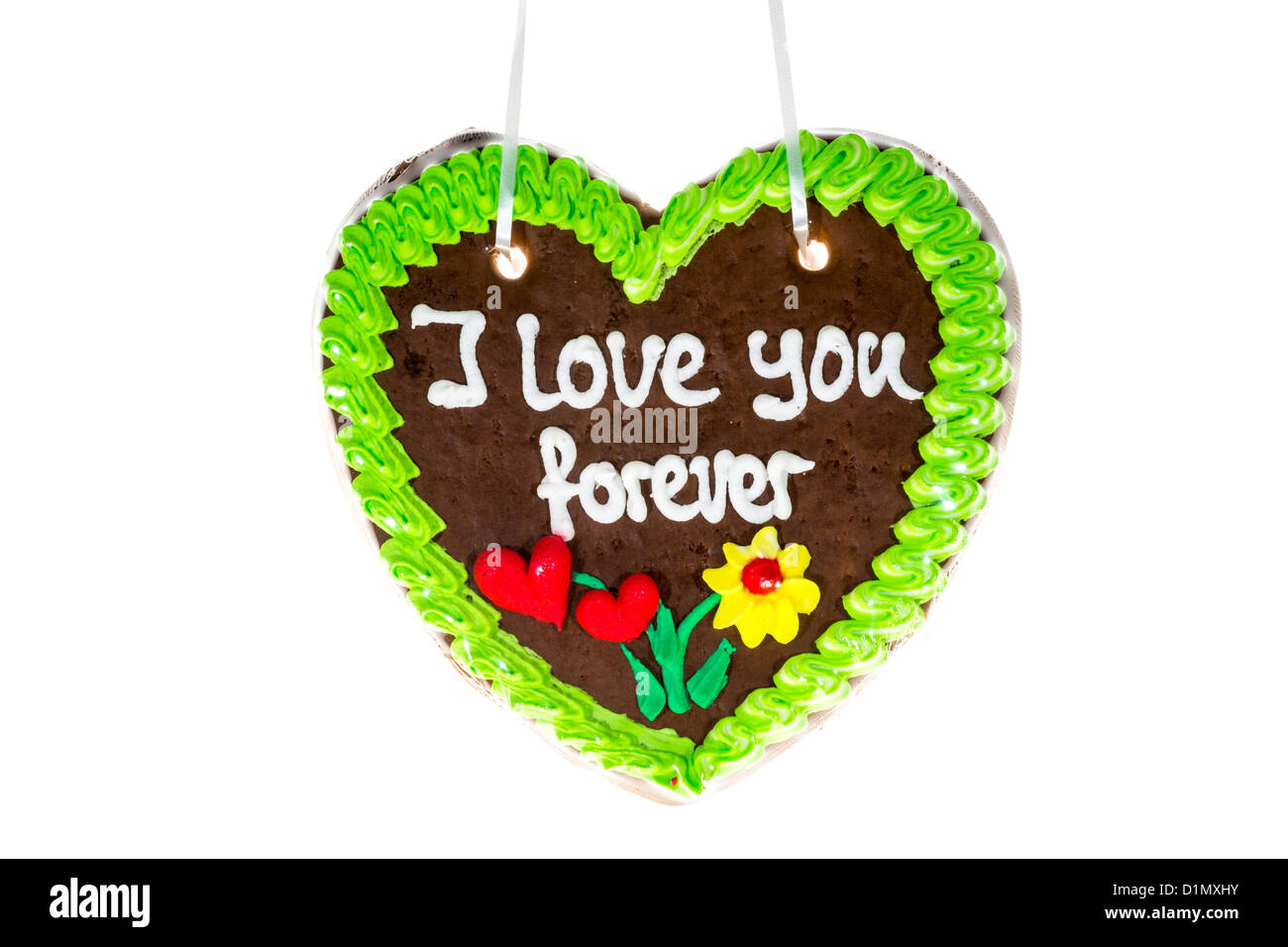 Gingerbread heart, saying I love you forever Stock Photo - Alamy