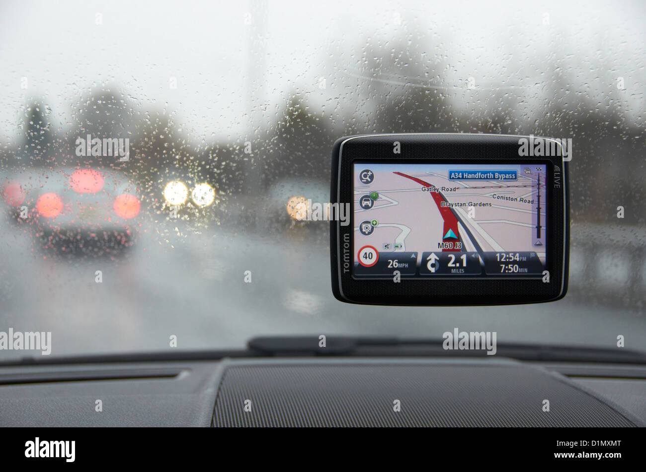 Sat Nav on the screen of a vehicle Stock Photo - Alamy