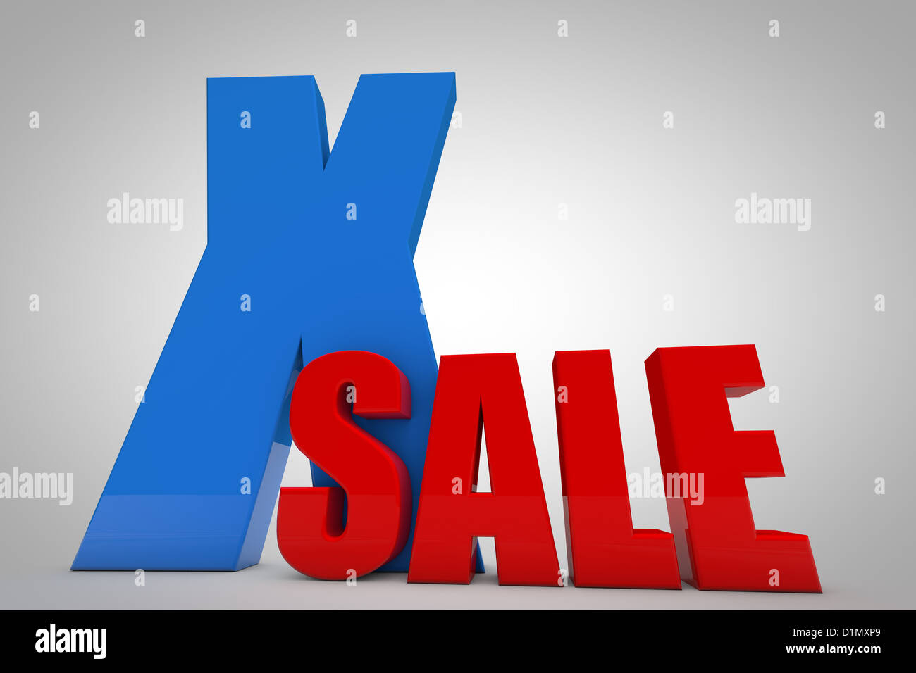 Blue X Sale 3D illustration Stock Photo - Alamy