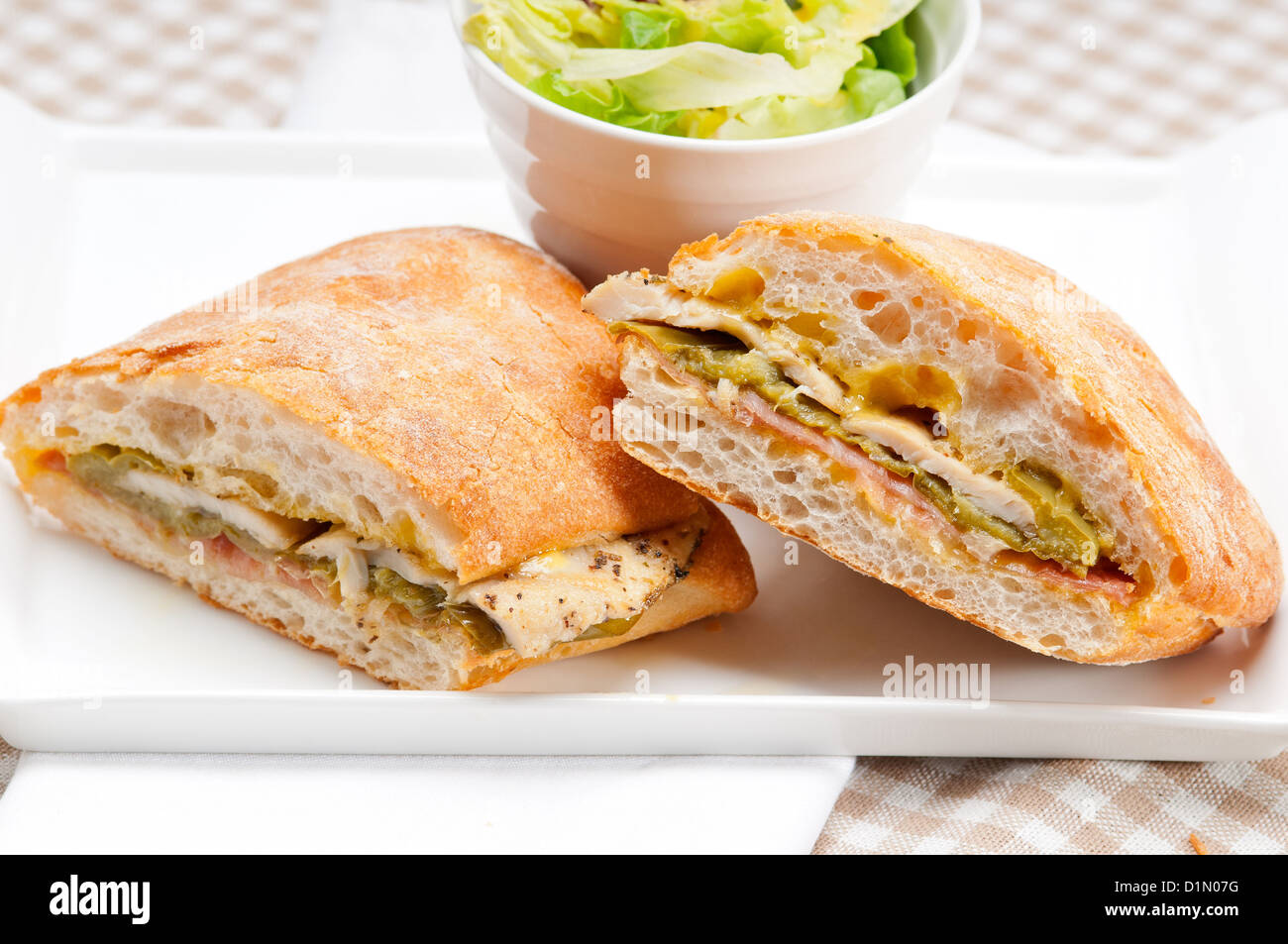 traditional Italian ciabatta panini sandwich chicken vegetables and ...