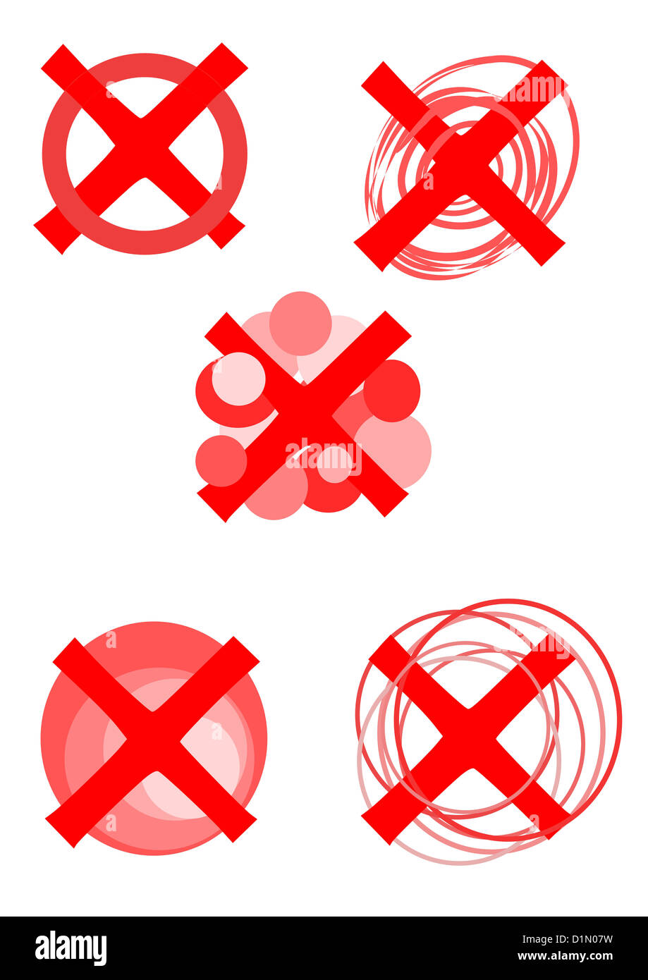 Five red rejected symbols - vector Stock Photo - Alamy