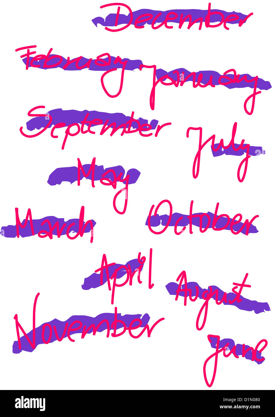 Beauty simple colourful months text - vector illustration Stock Photo ...