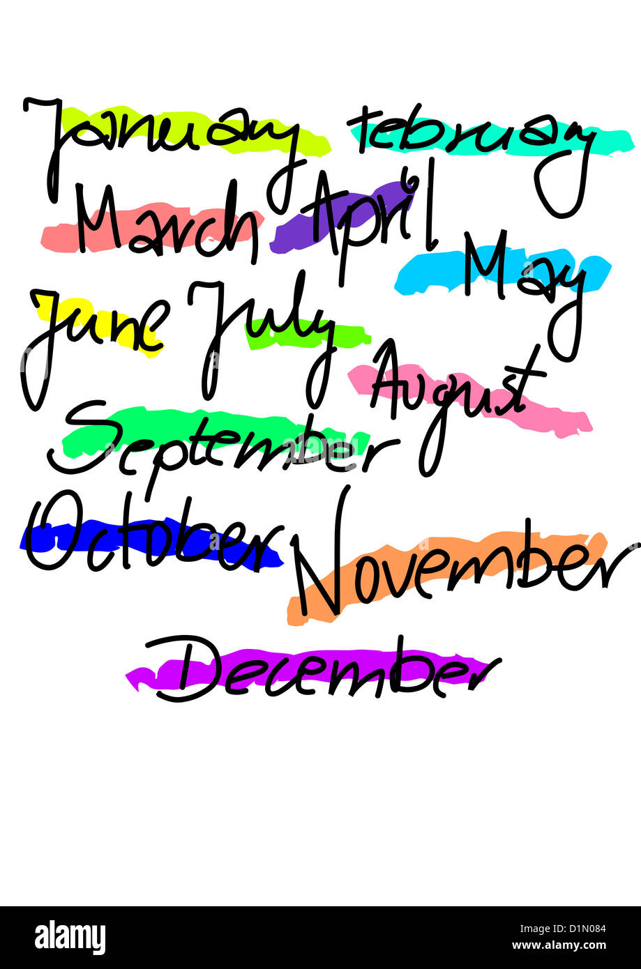 All months text - vector colourful illustration Stock Photo - Alamy