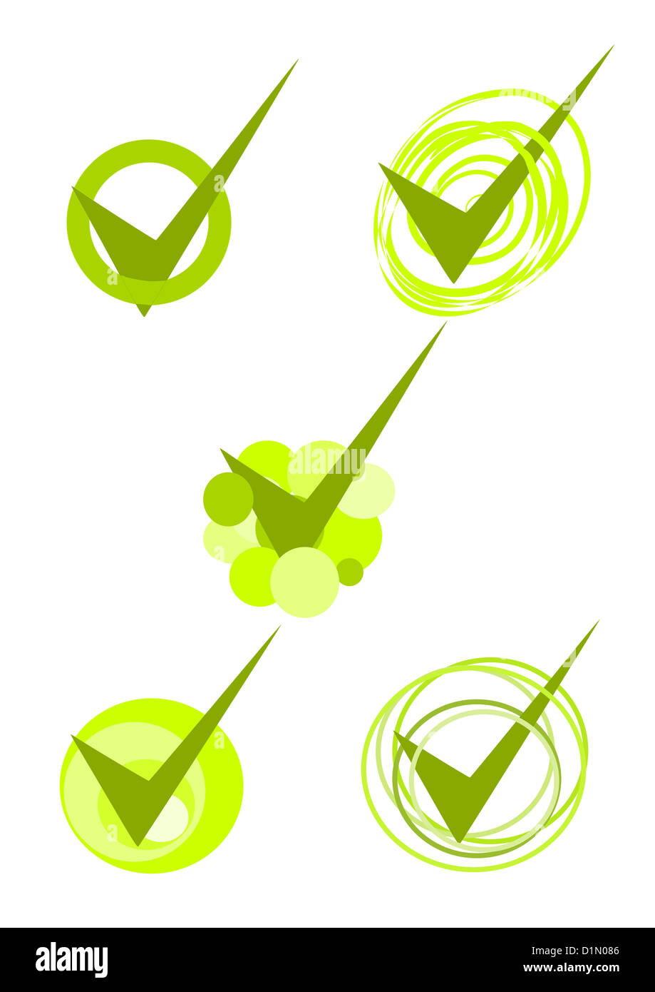 Five green accepted symbols - vector Stock Photo - Alamy