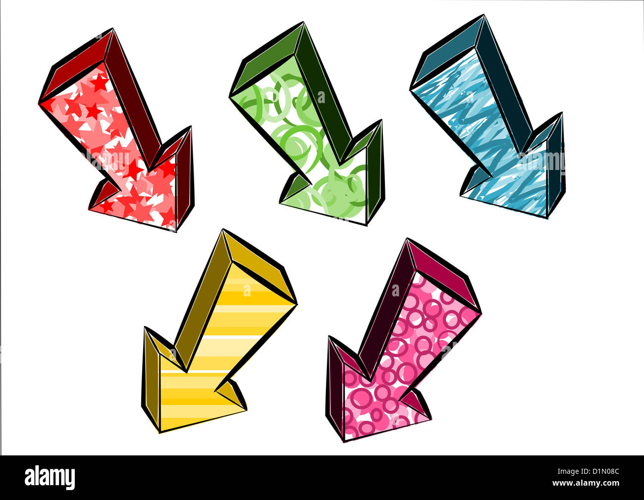 Five beauty pattern colorful arrows - vector Stock Photo - Alamy