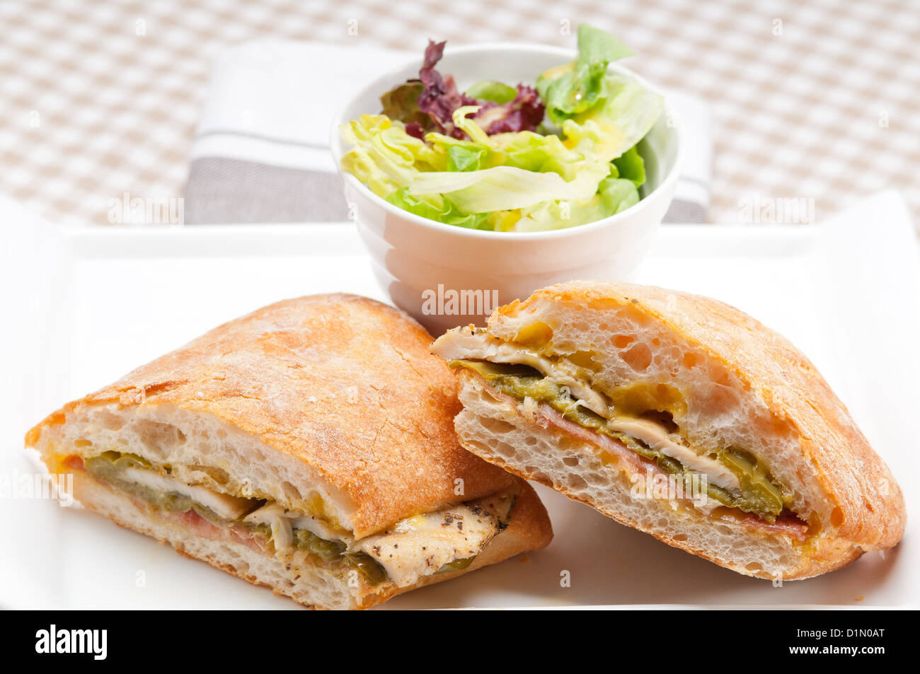 traditional Italian ciabatta panini sandwich chicken vegetables and ...
