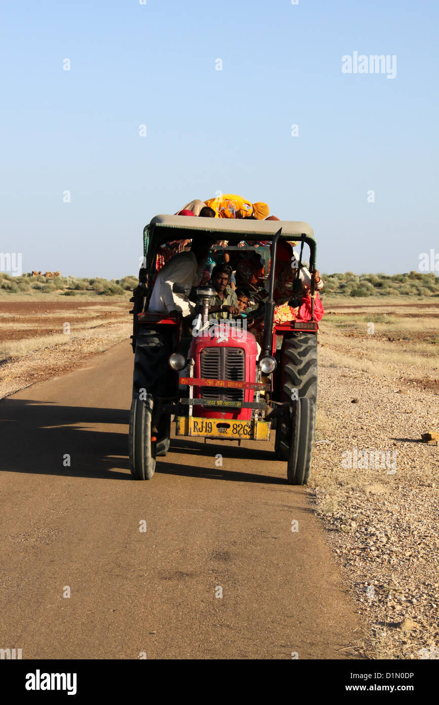 Villagers travelling by tractor Rajasthan India Stock Photo - Alamy