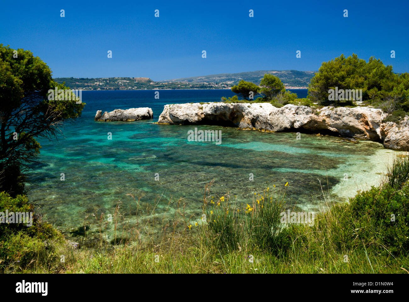 Small cove besides Romantic Road, Fanari, Argostoli, Kefalonia, Ionian ...