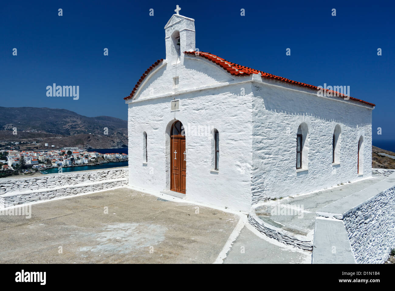 A small church above Chora which is the capital of Andros island ...