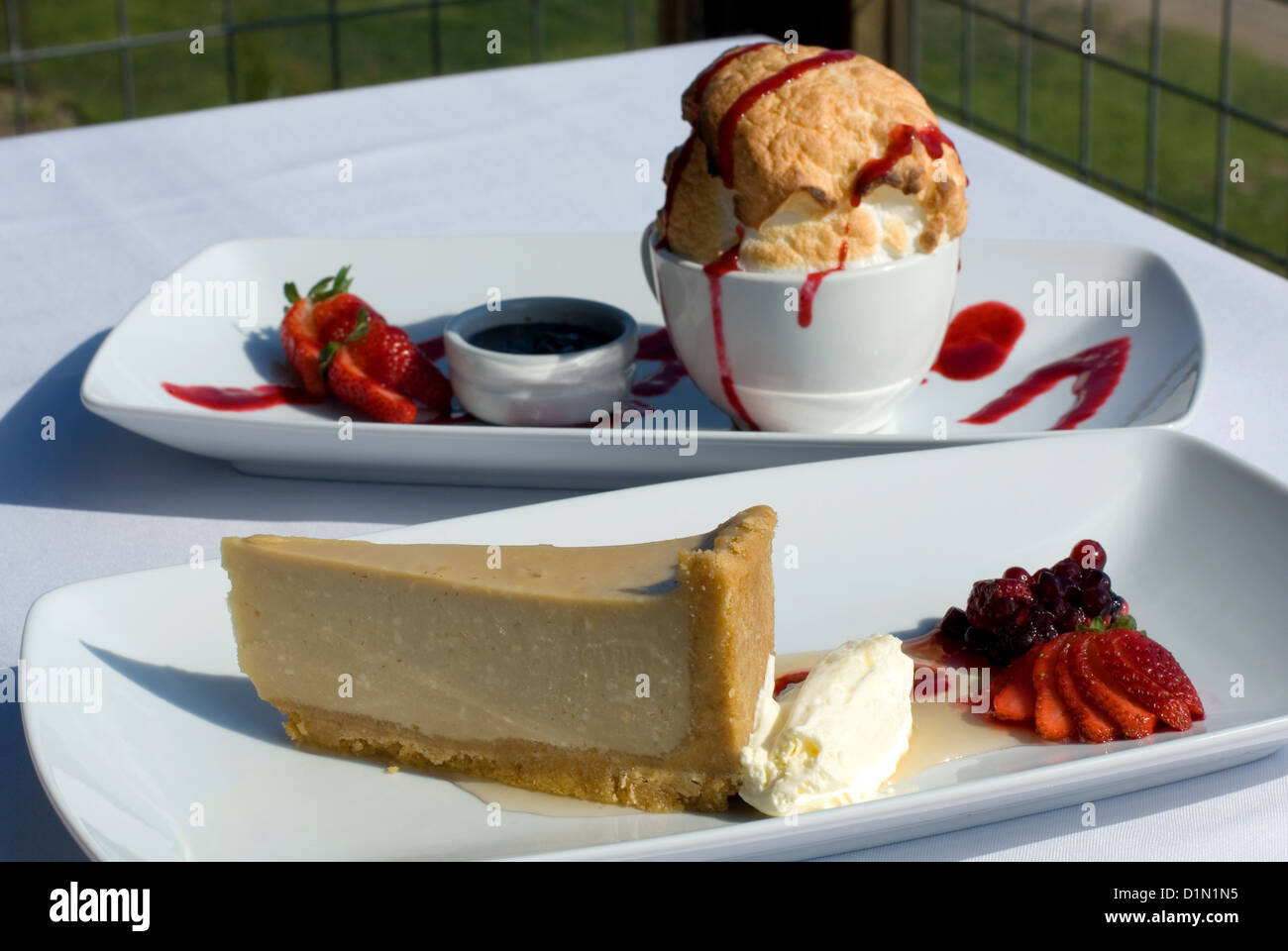 Brown Sugar Panna cotta Cheesecake & Bombe Alaska Stock Photo - Alamy