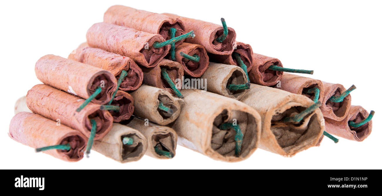 Firecrackers isolated on white background Stock Photo - Alamy