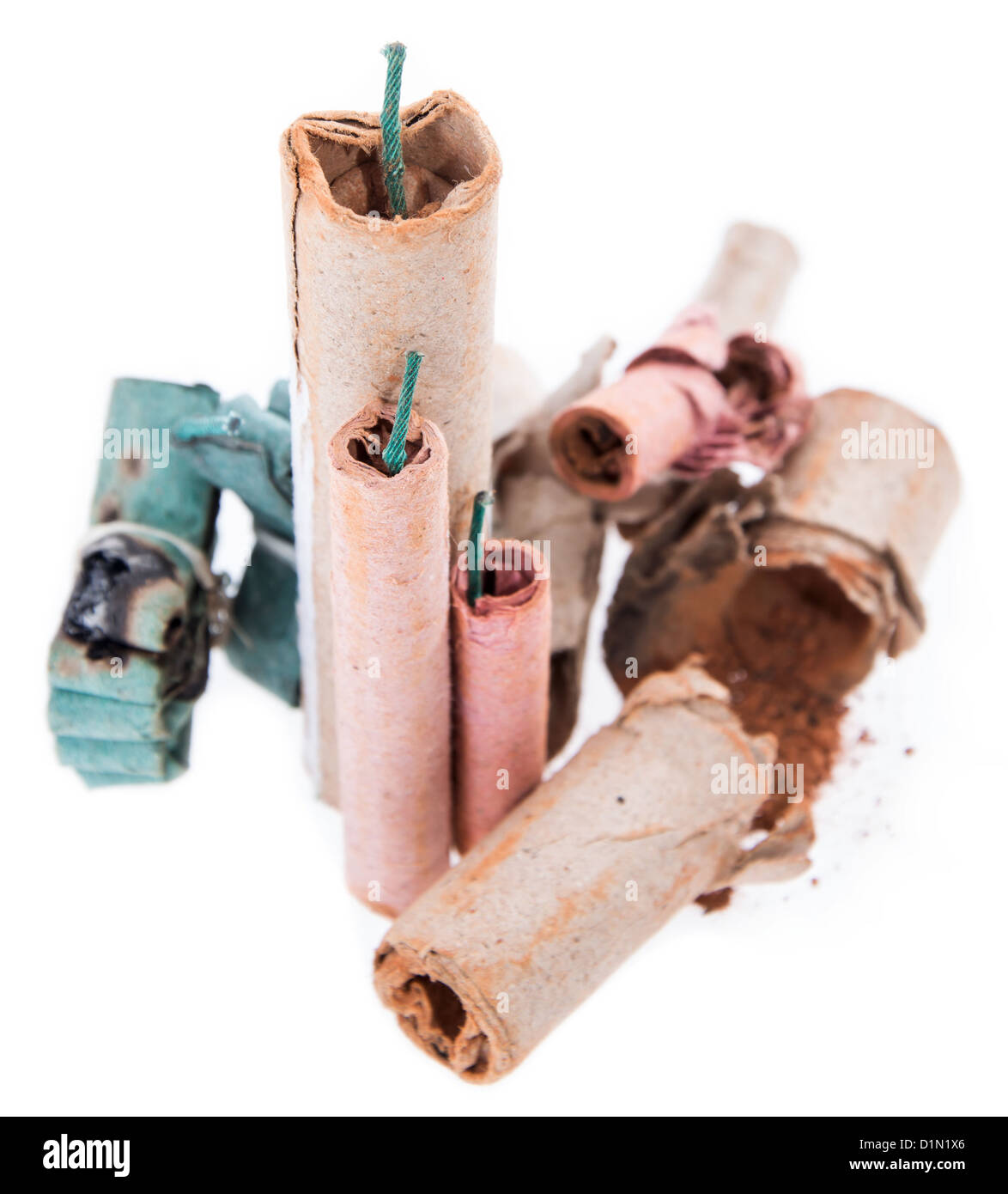 Exploded Firecrackers isolated on white background Stock Photo - Alamy