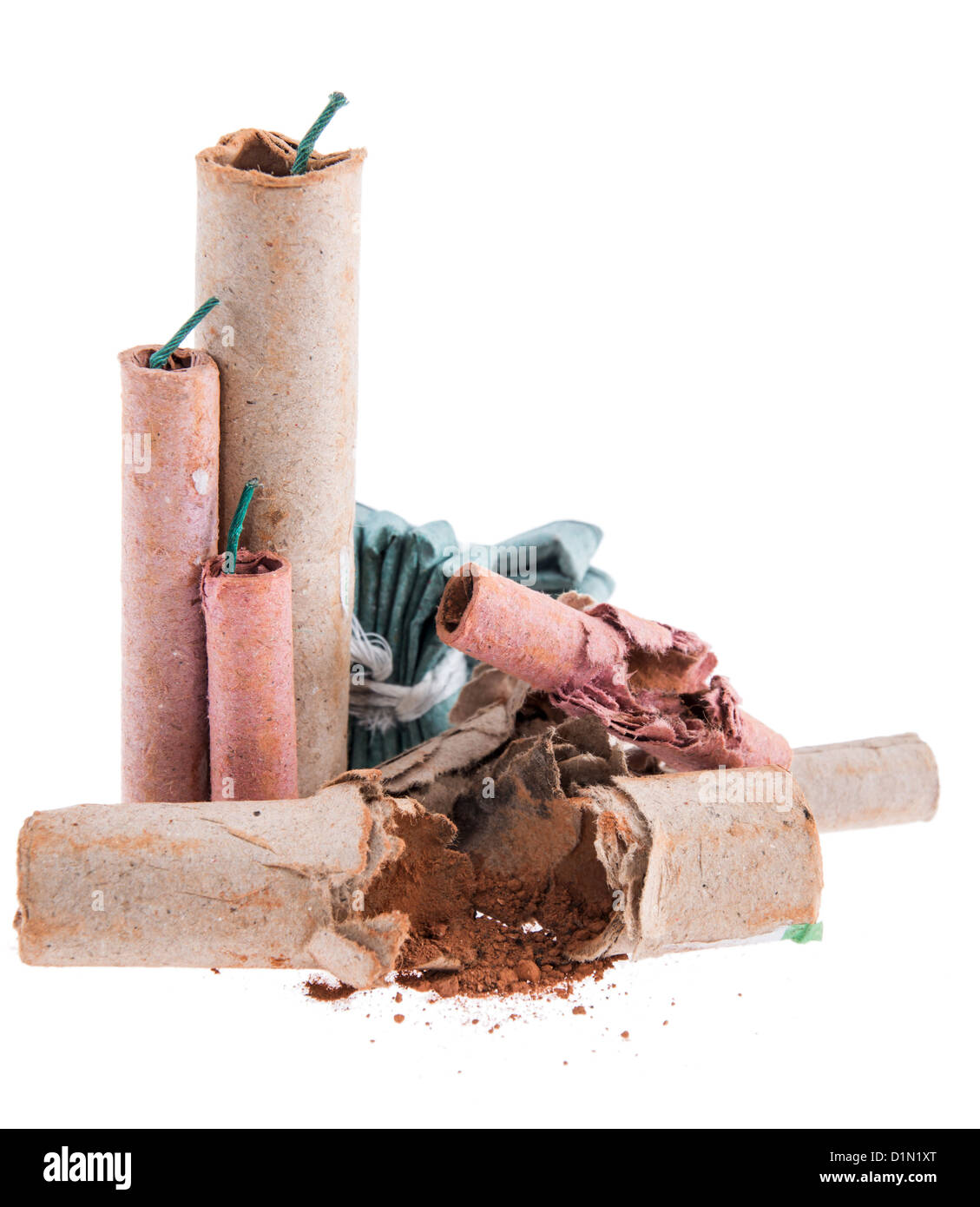 Exploded Firecrackers isolated on white background Stock Photo - Alamy