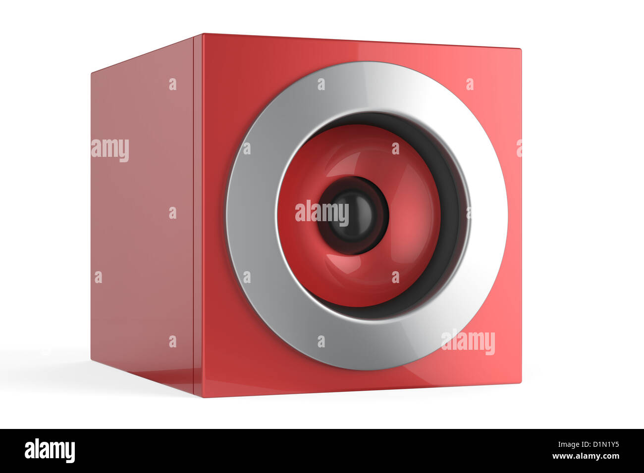 Modern red audio speaker on white background Stock Photo - Alamy