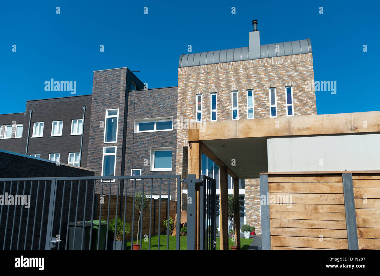 back view of a newly build modern new house in the Netherlands Stock ...