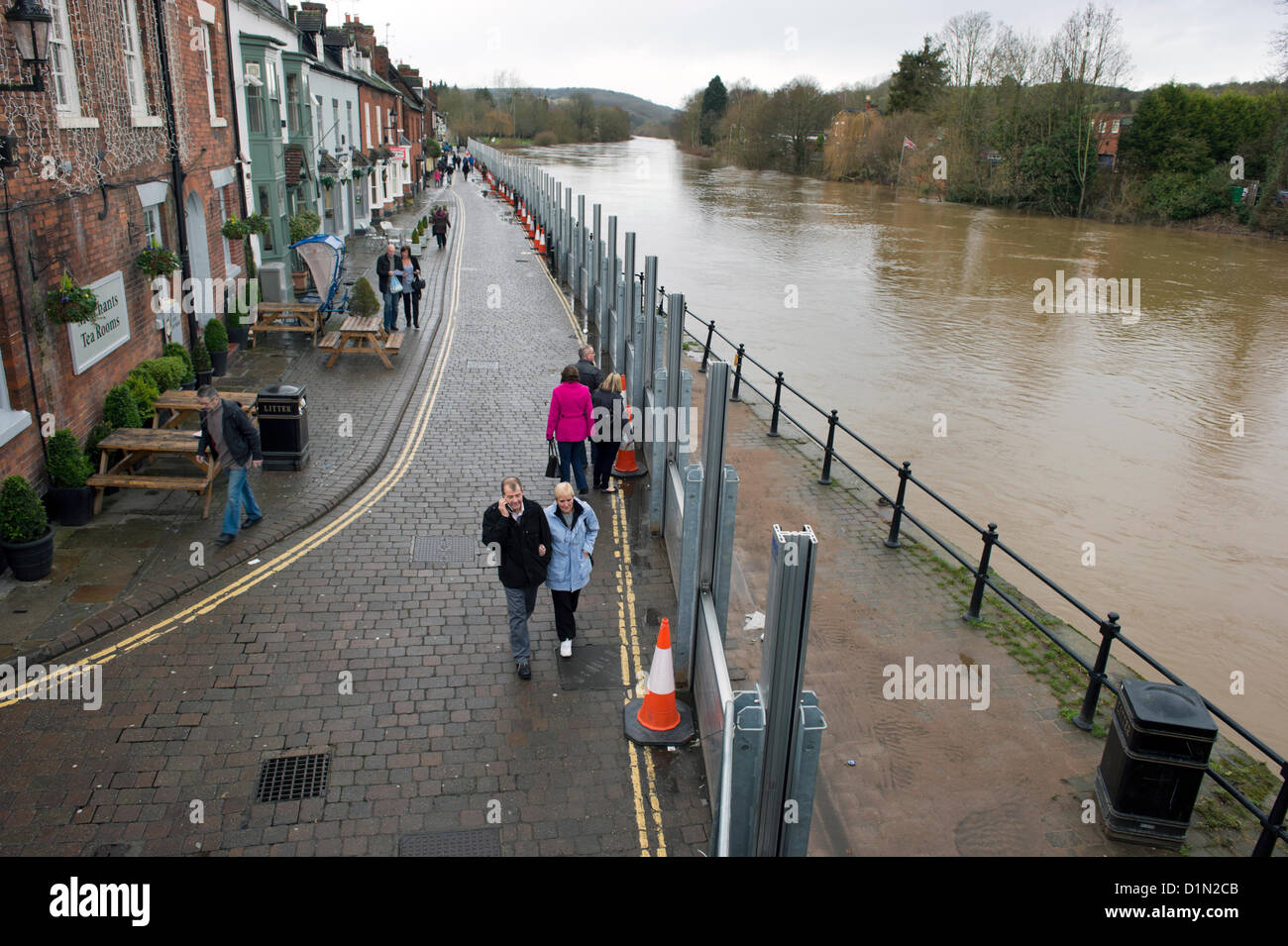 Bewdley, UK. 30th Dec, 2012, Flood barriers along the River Severn at ...