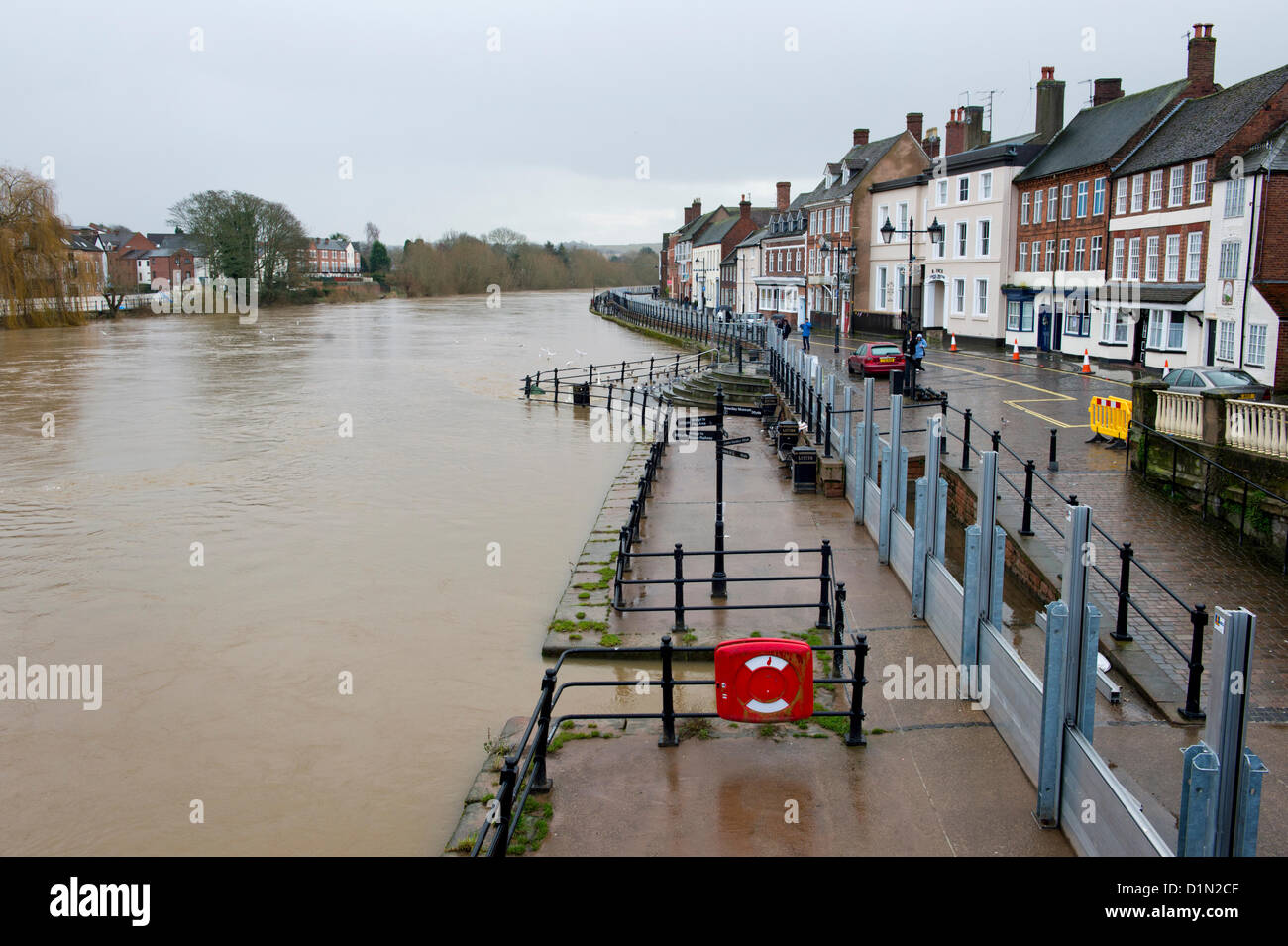Bewdley Uk 30th Dec 2012 Flood Barriers Along The River Severn At