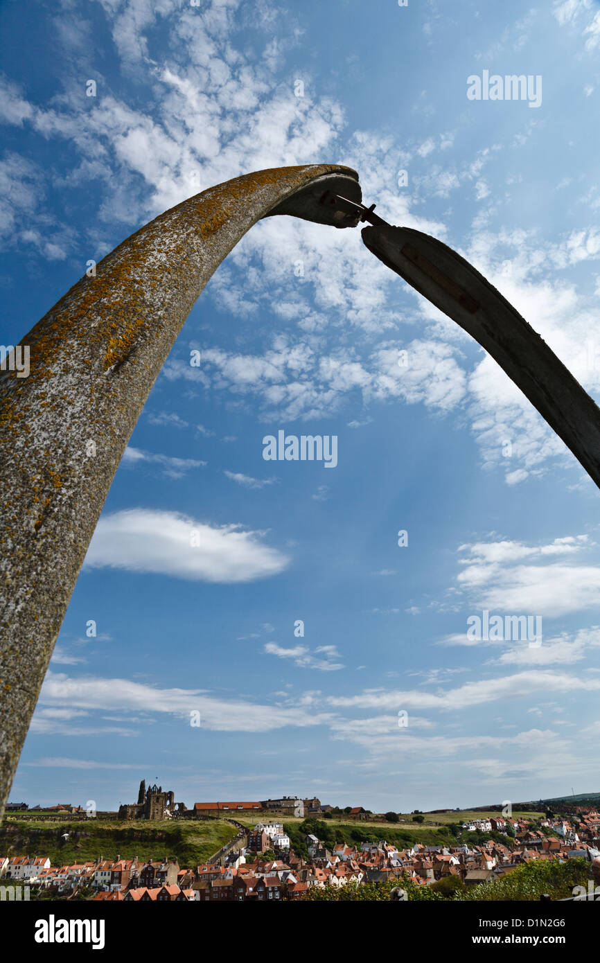 Whitby seen through the Whalebone Arch, North Yorkshire, England Stock ...