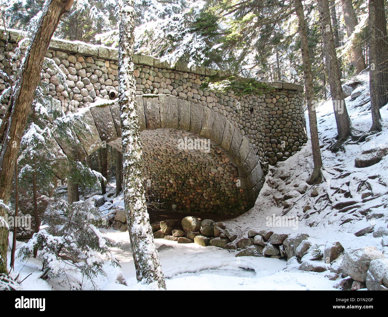 Acadia National Park Winter - Cobblestone Bridge Stock Photo - Alamy