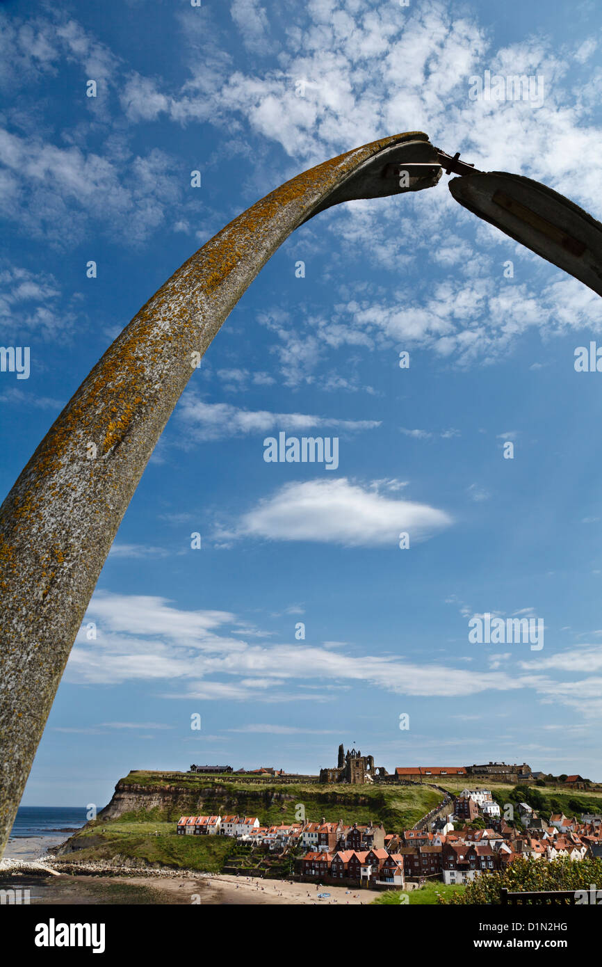 Whitby seen through the Whalebone Arch, North Yorkshire, England Stock ...