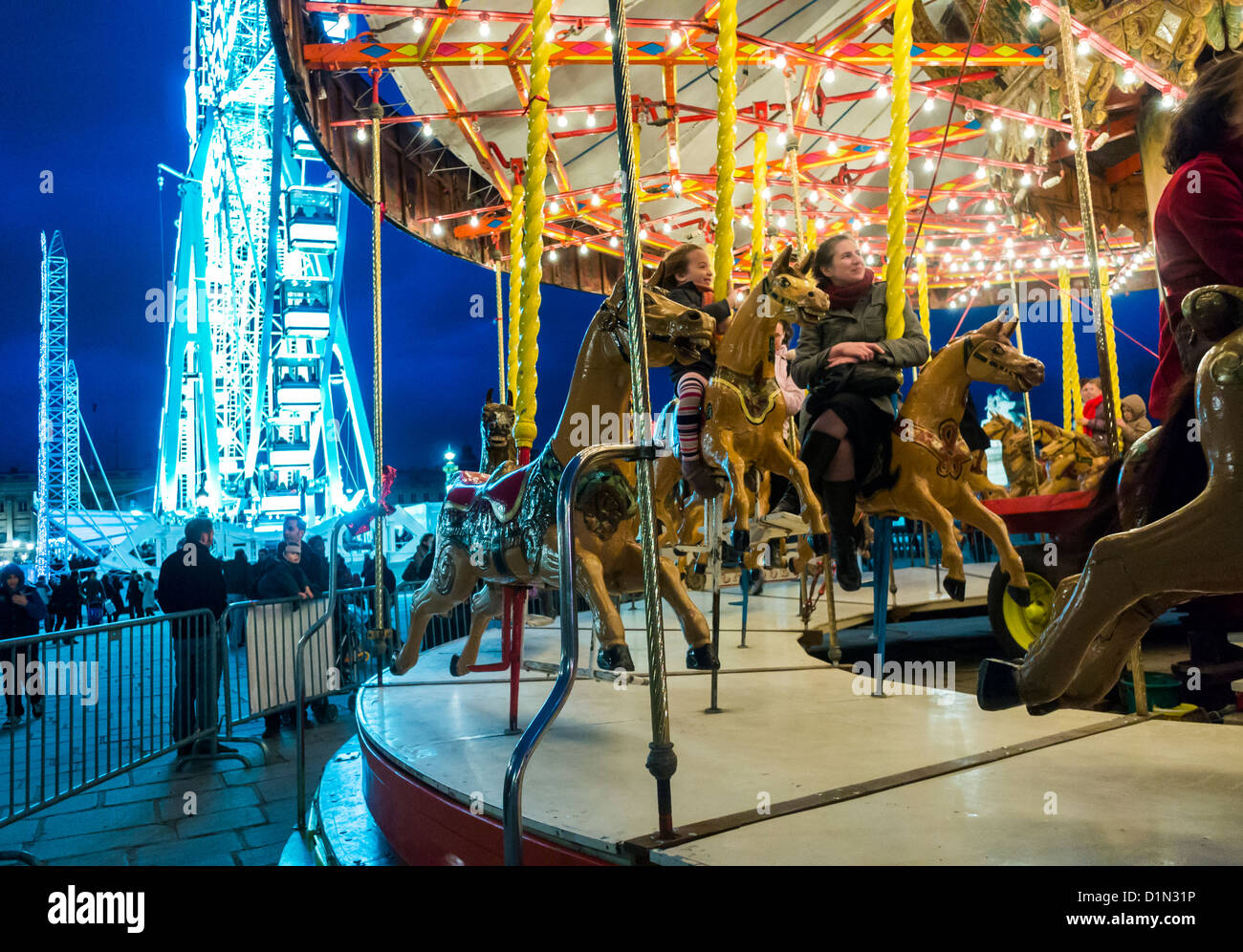 Paris, France, Street Scenes, Merry-go-Round, Tourists riding on Round ...