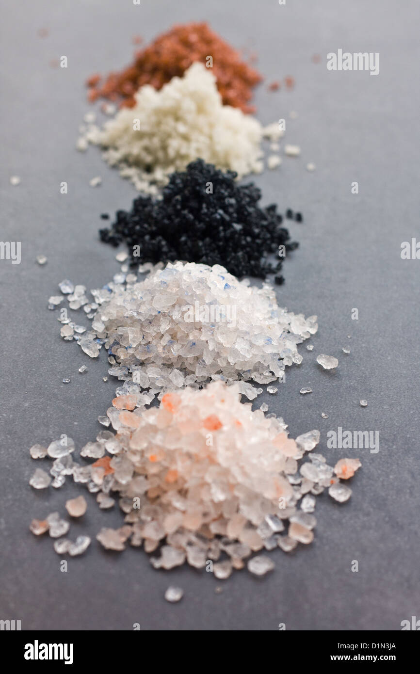Still life with various types of salt Stock Photo - Alamy
