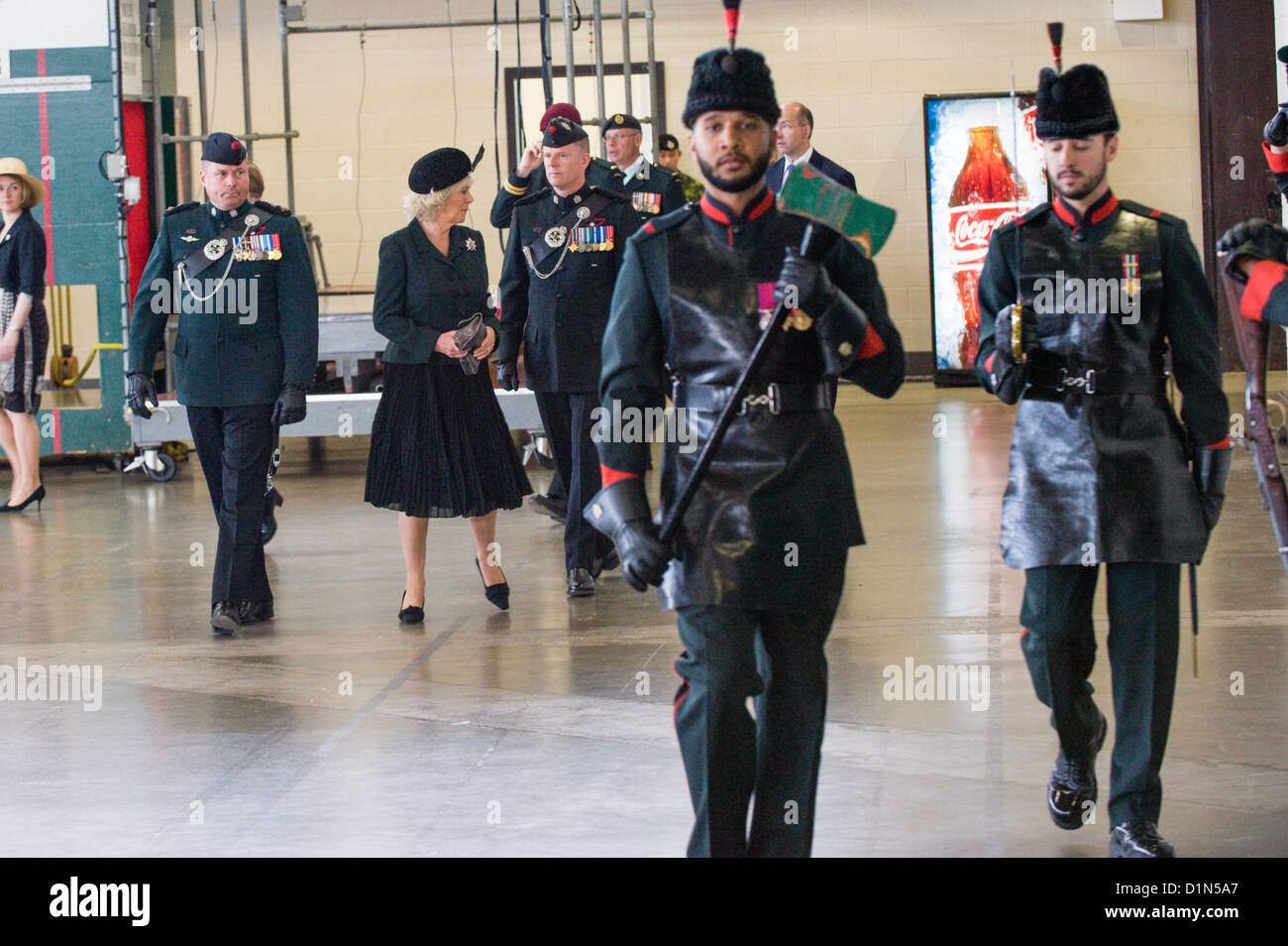 The Duchess of Cornwall arrives in Toronto with the Queens Own Rifles ...