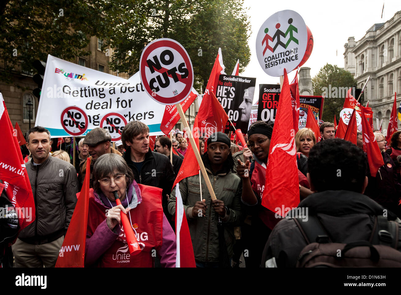 Protesters against government austerity cuts Stock Photo - Alamy