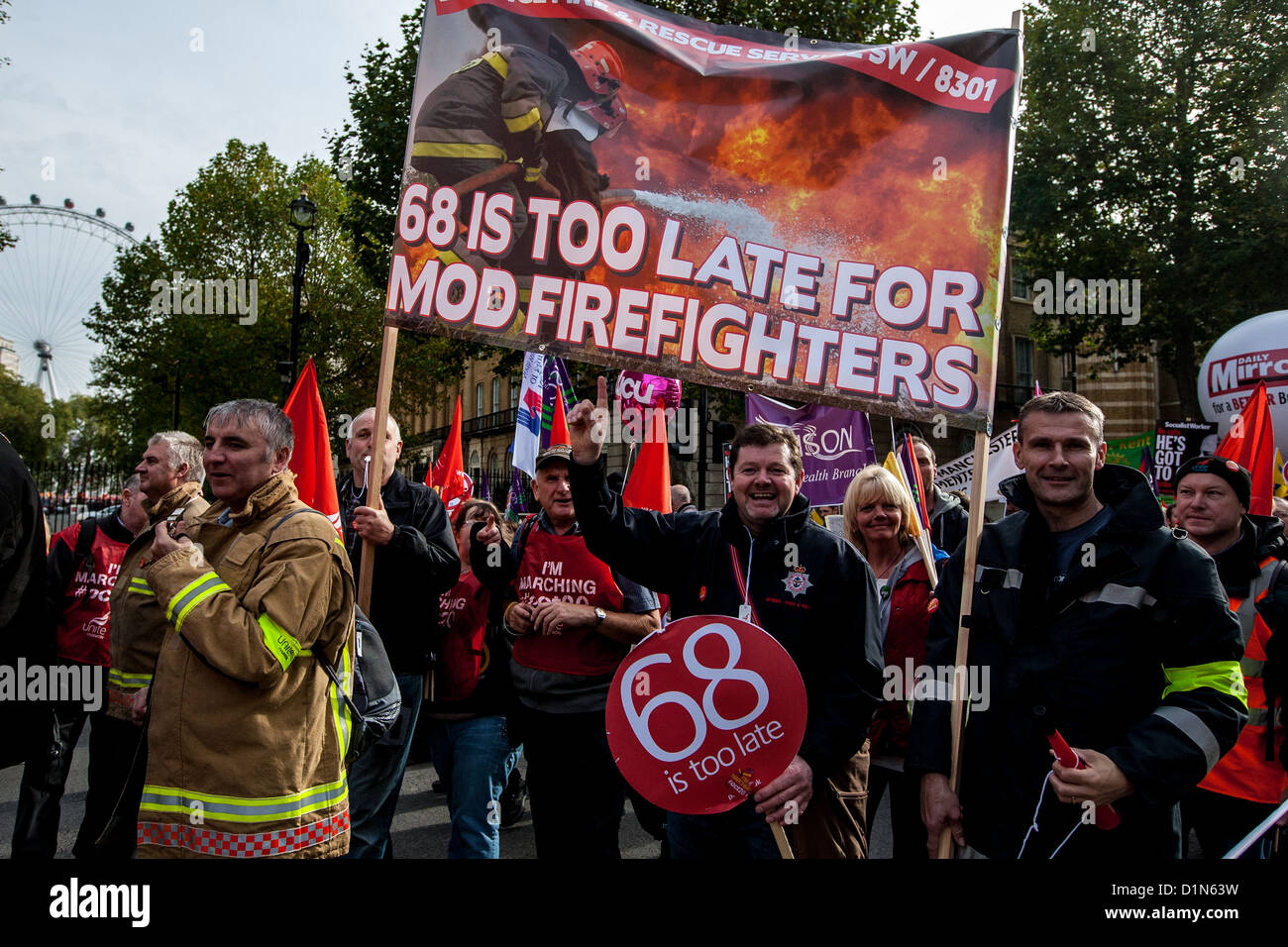 Firemen/Firefighters protest government cuts outside Downing St in ...