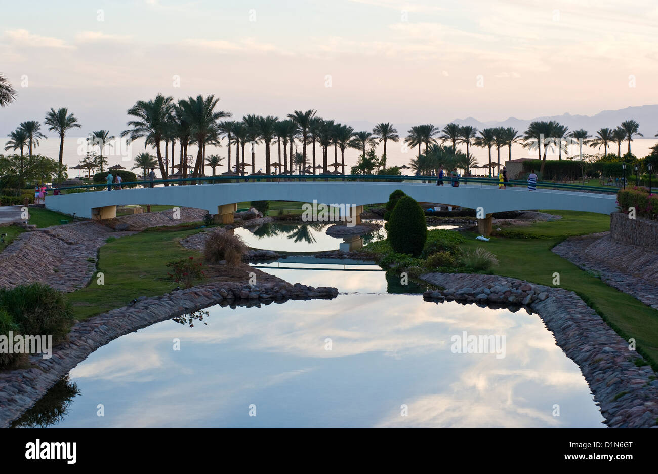 Sunset at Moevenpick Resort in Taba, Bay of Aqaba Stock Photo - Alamy