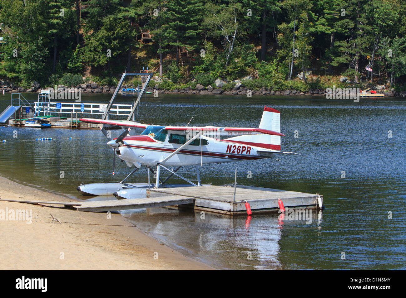 Float plane on Long Lake in the New York Adirondacks Stock Photo - Alamy