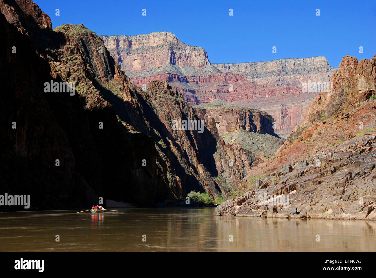 Floating the Colorado River in the Grand Canyon in a dory, Arizona ...