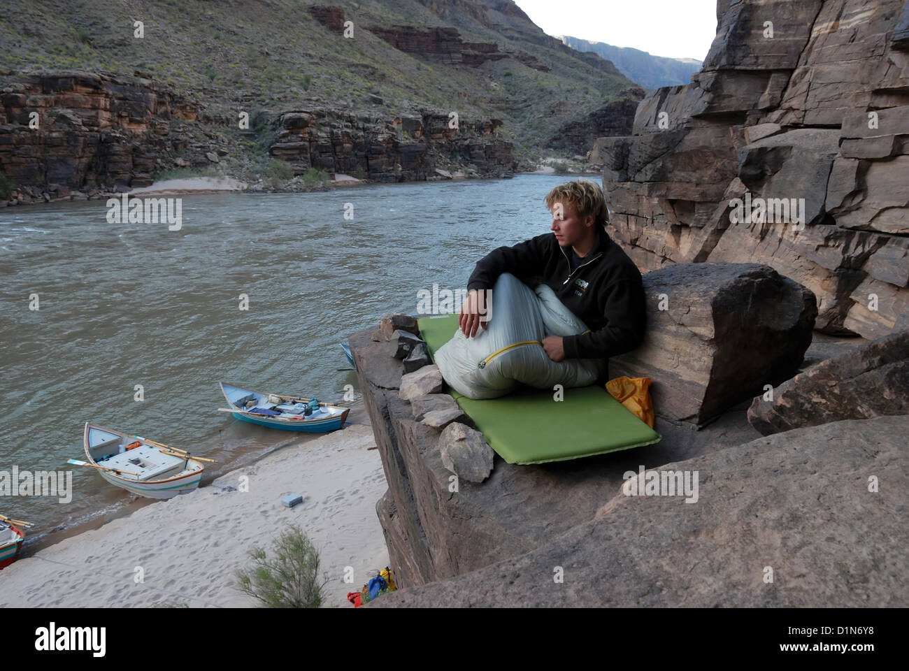 Camping on a ledge above the Colorado River in the Grand Canyon ...