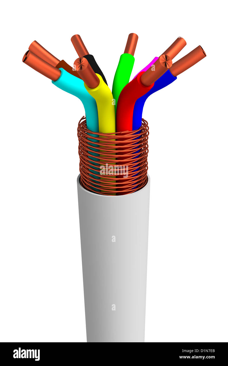 Broken polycore cable isolated on the white background Stock Photo - Alamy