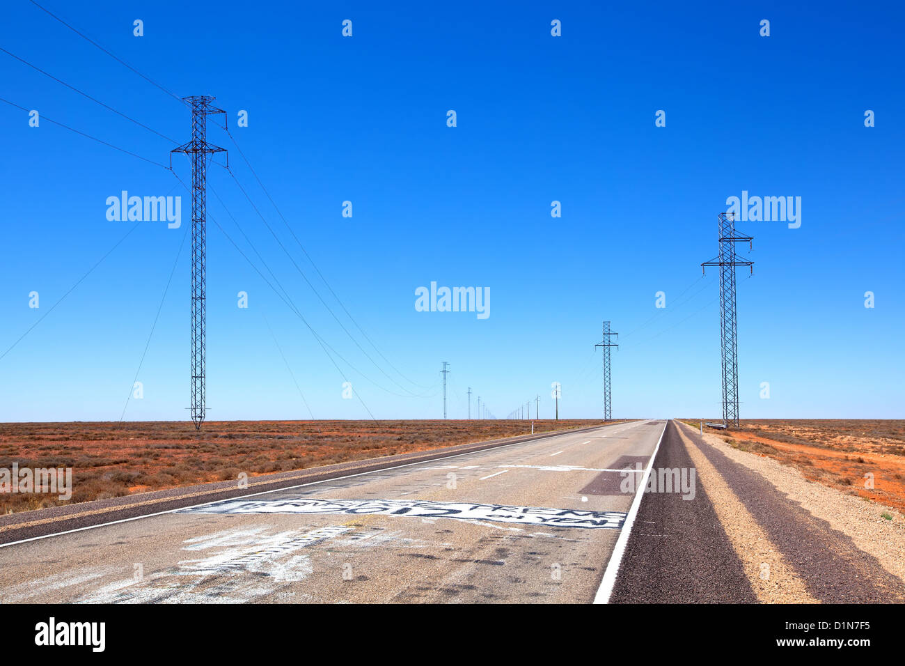 Power lines and Outback Road Stock Photo - Alamy