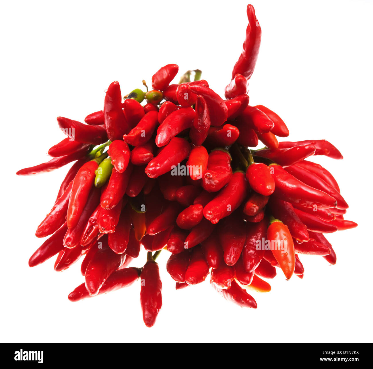 bunch of fresh small cayenne red pepper isolated on white background ...