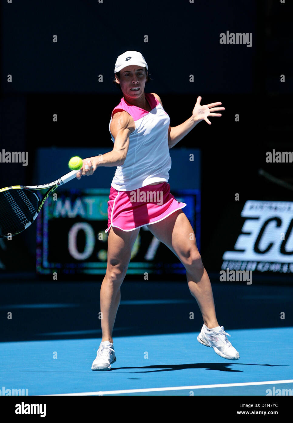 30.12.2012 Perth, Australia. Francesca Schiavone plays a fore hand shot ...