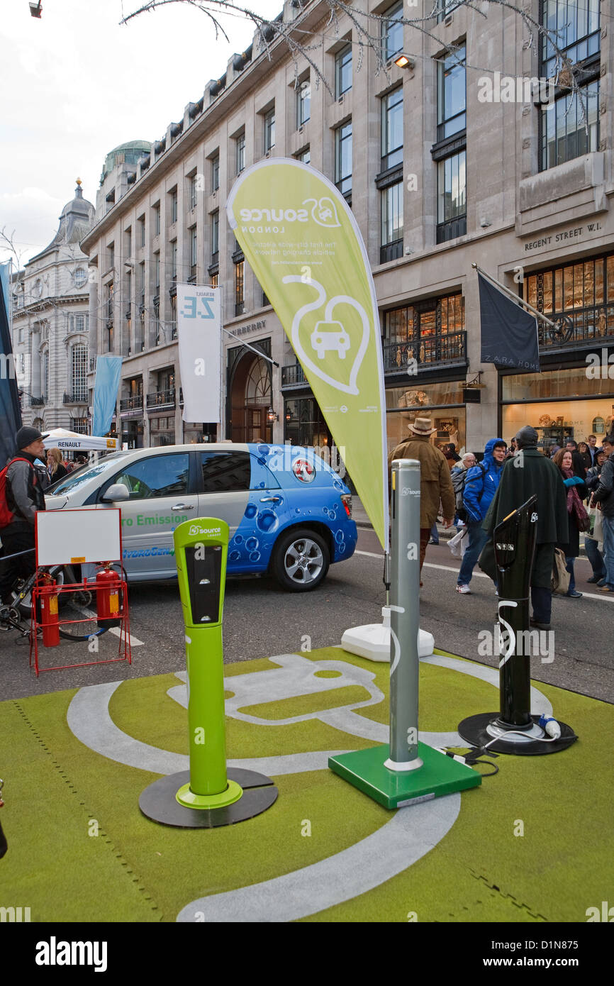 A selection of electric car charging points in Regent Street London ...