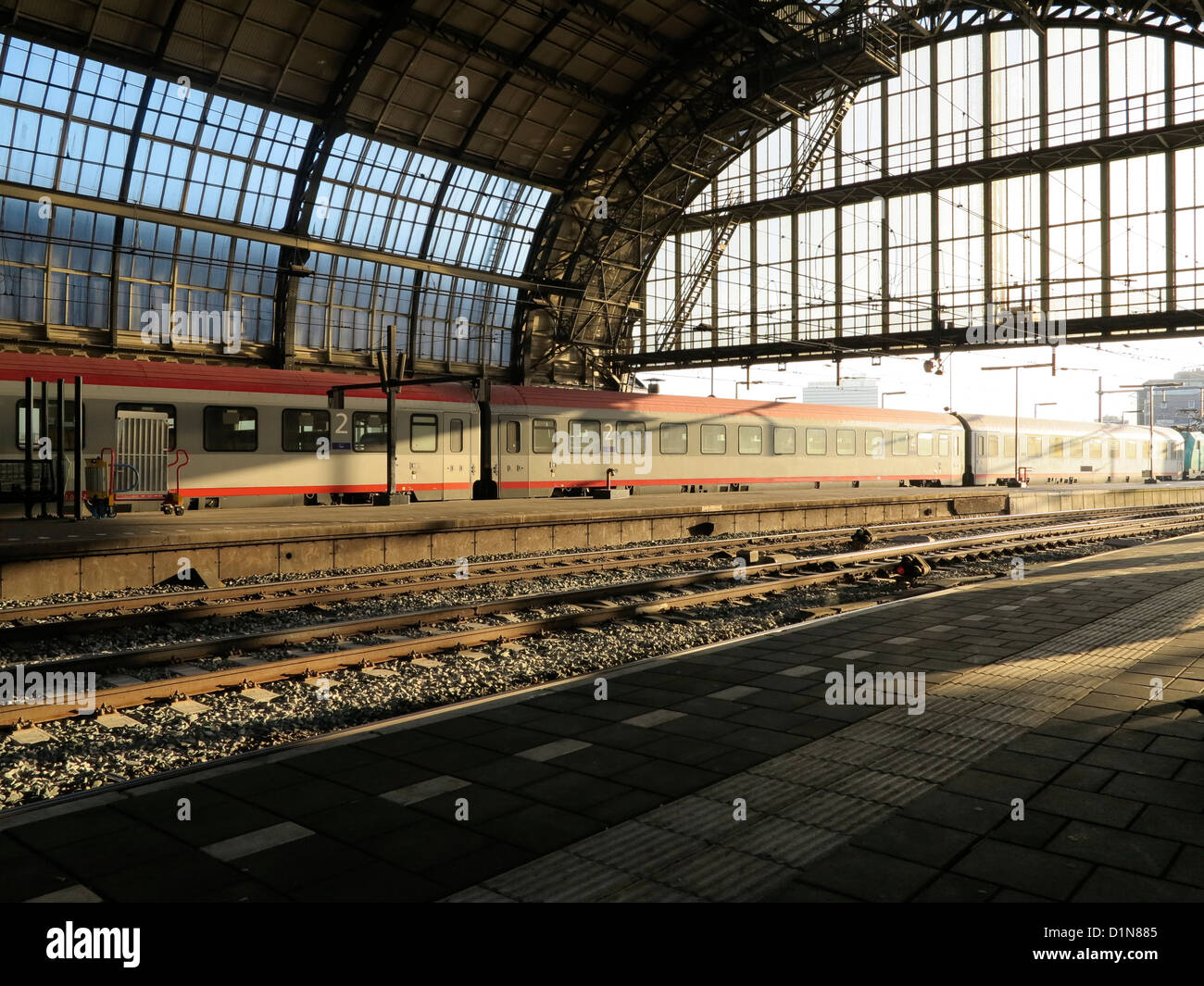 International train standing near platform Stock Photo - Alamy
