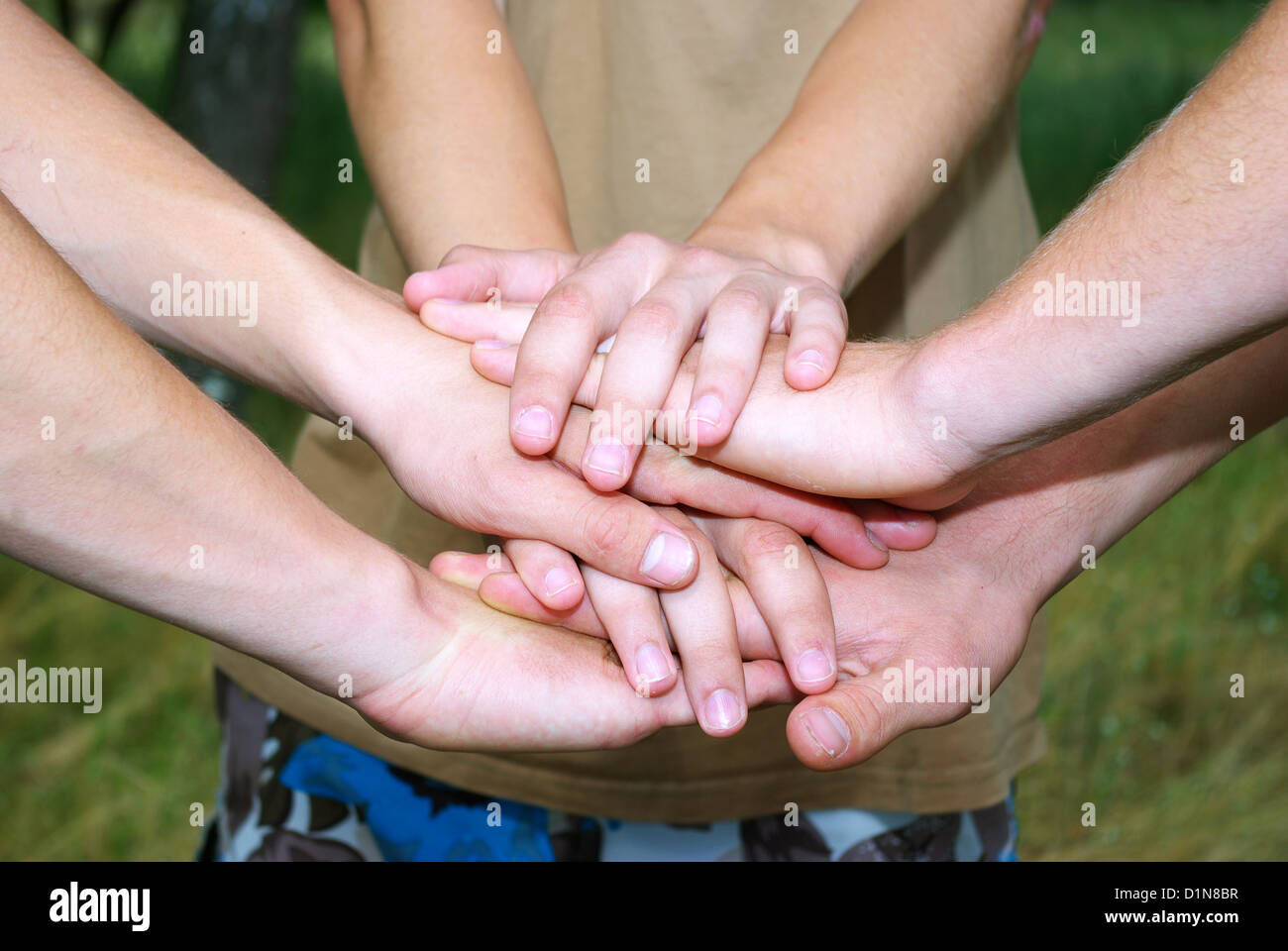 many hands of my friends Stock Photo - Alamy
