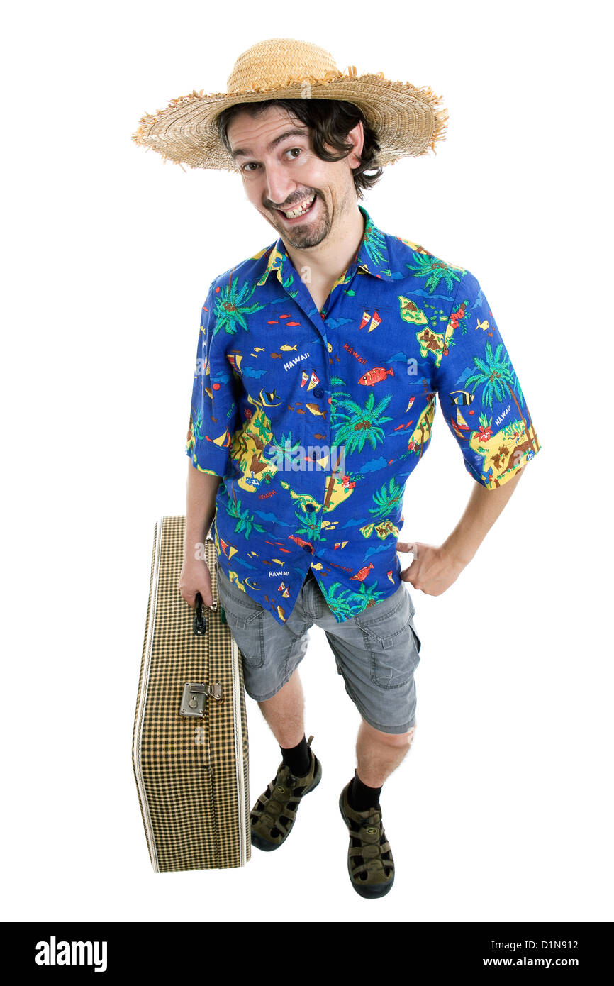 young silly man traveler, full body, isolated Stock Photo - Alamy