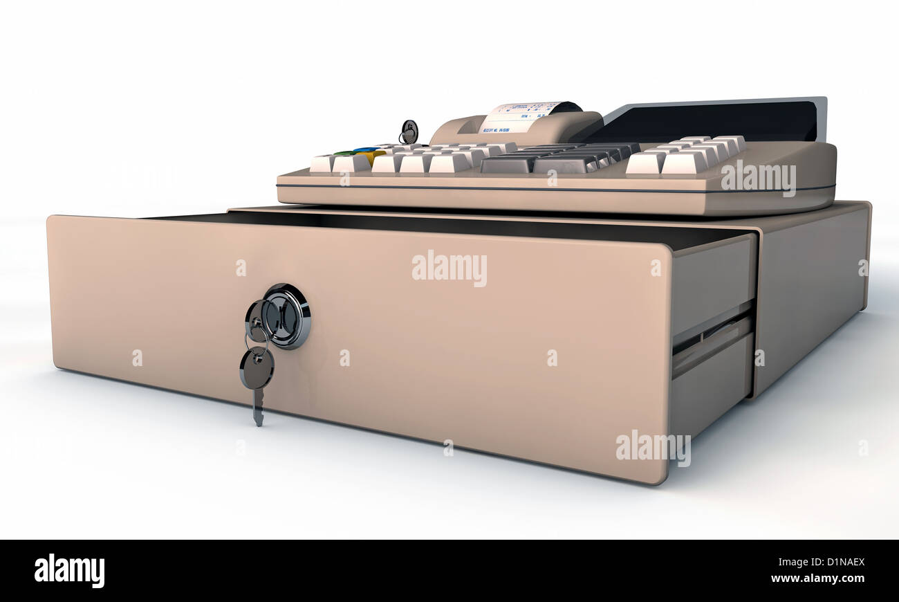 cash register isolated on white background Stock Photo - Alamy