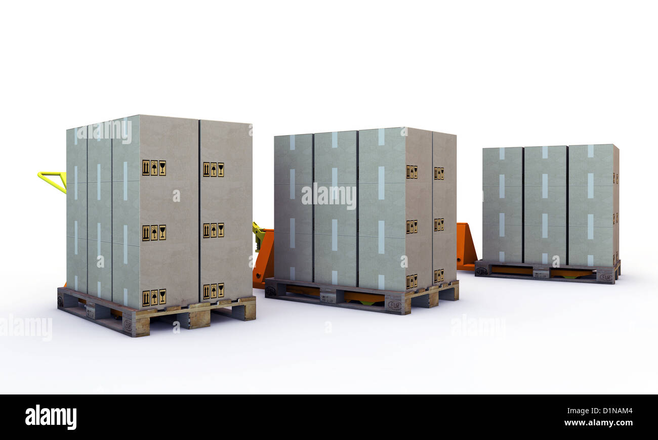 pallet truck isolated on white background Stock Photo - Alamy