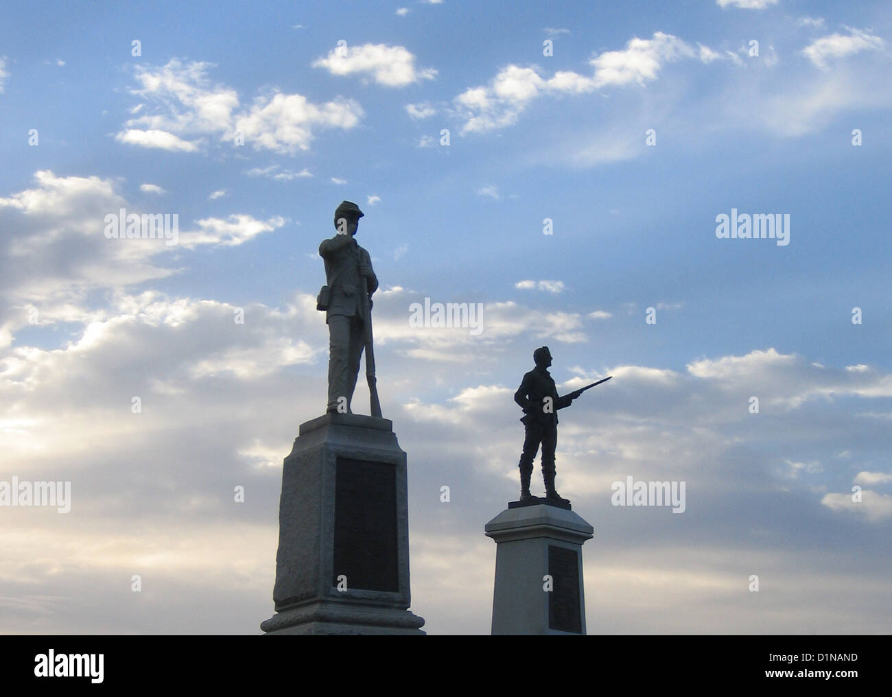 Antietam National Battlefield Maryland Monuments at Sunrise Stock Photo ...